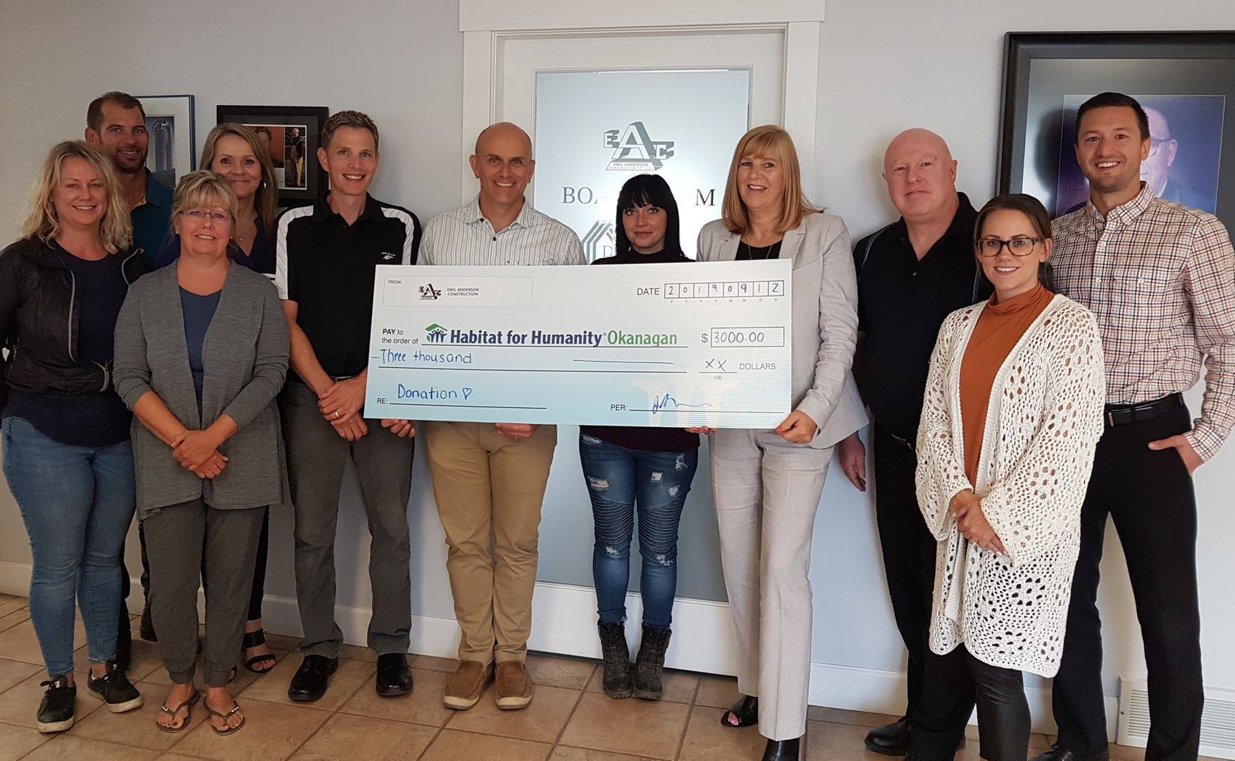 Habitat for Humanity Okanagan names receives $3000